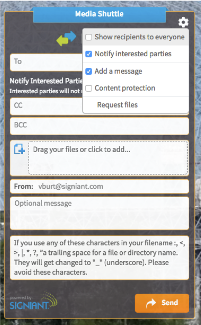 Media Shuttle update: CC/BCC Added to Portal Email Notifs